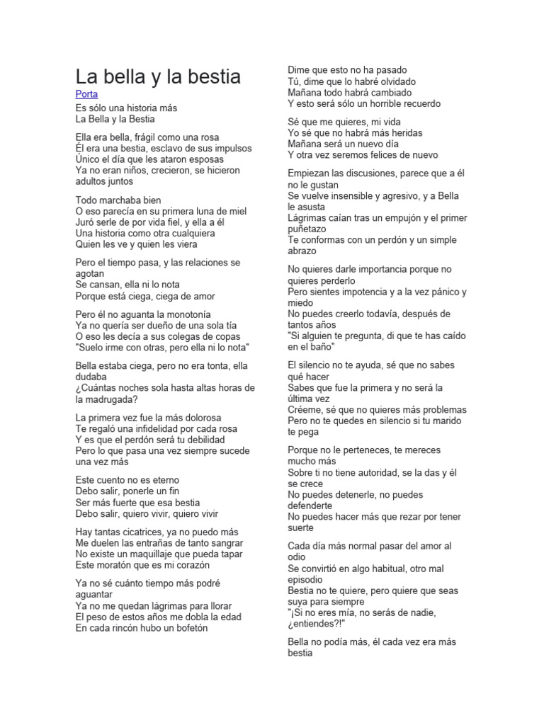 Comprension Lectora - 1 - La Bella y La Bestia | PDF