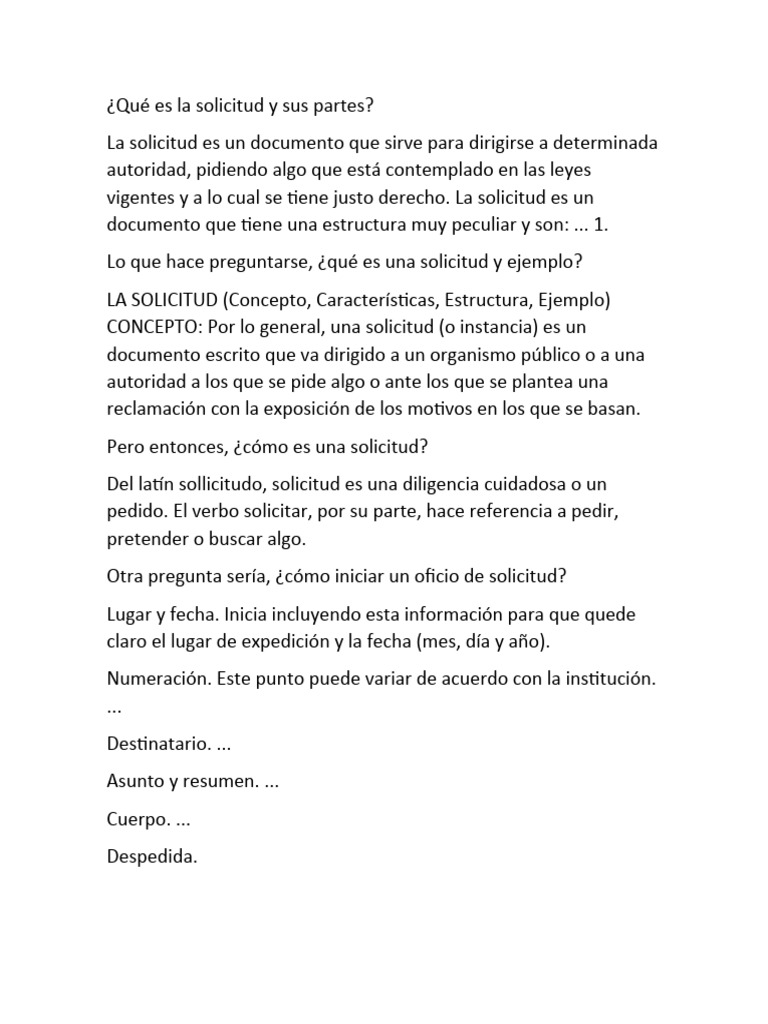 Qué Es La Solicitud y Sus Partes | PDF
