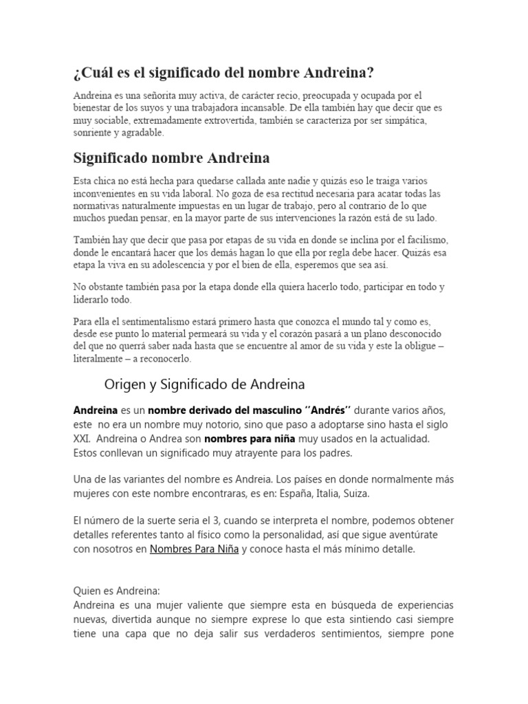 Nombre Andreina | PDF