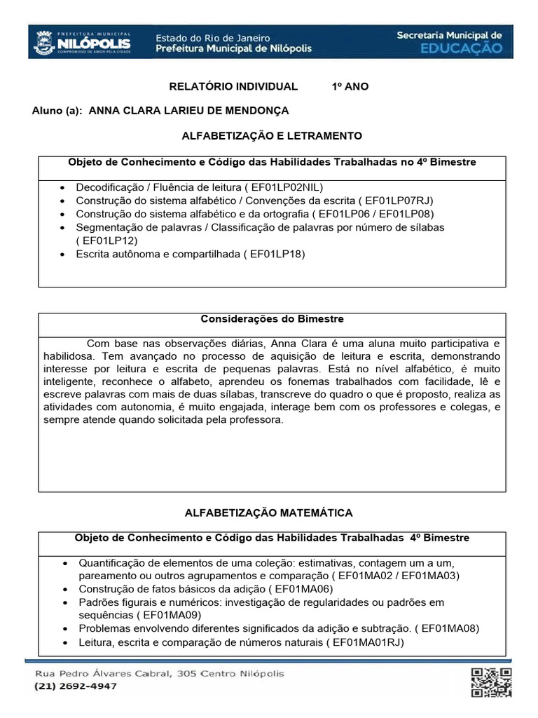 Relatório Anna Clara L.de Mendonça.3 | PDF | Ambiente natural ...