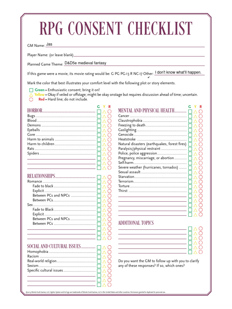 TTRPG Consent Form | PDF