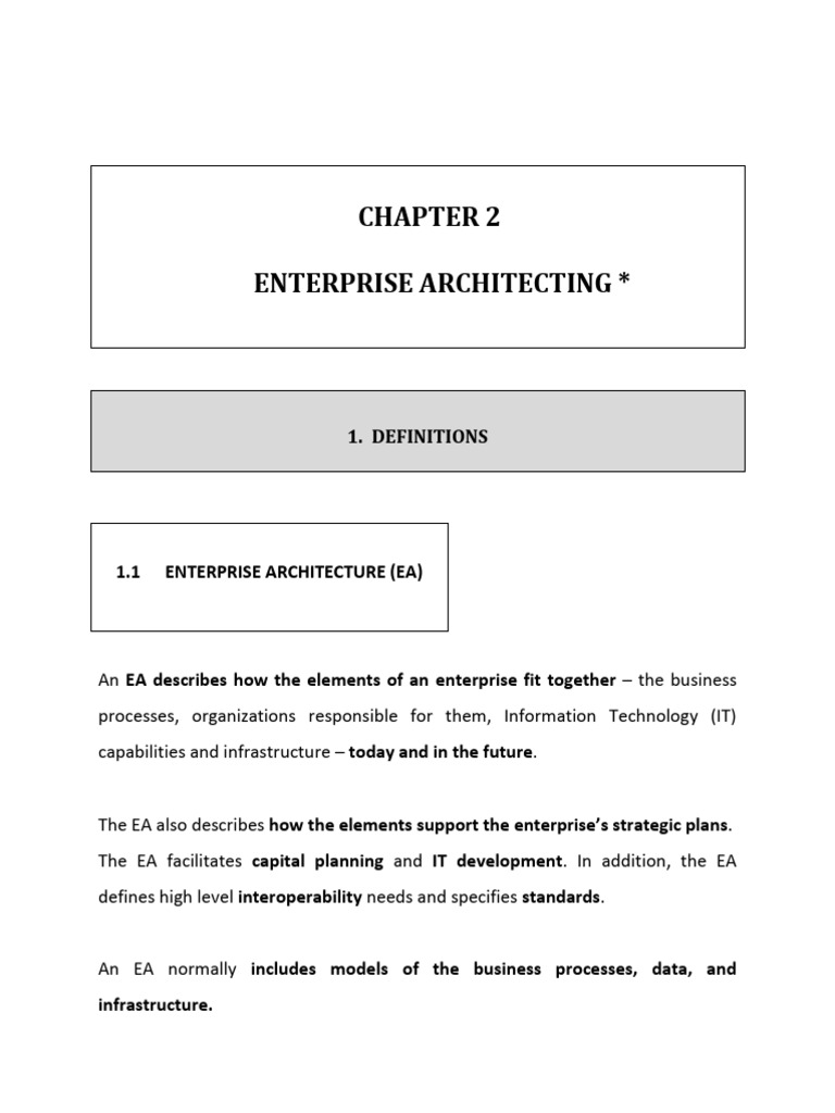 Chap 2. Enterprise Architecting Frameworks | PDF | Enterprise Architecture | Systems Theory