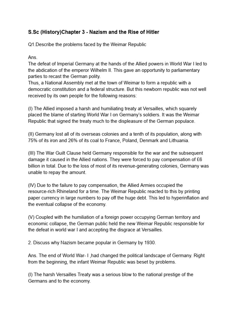 Nazizm and The Rise of Hitler | PDF | Weimar Republic | Nazi Germany