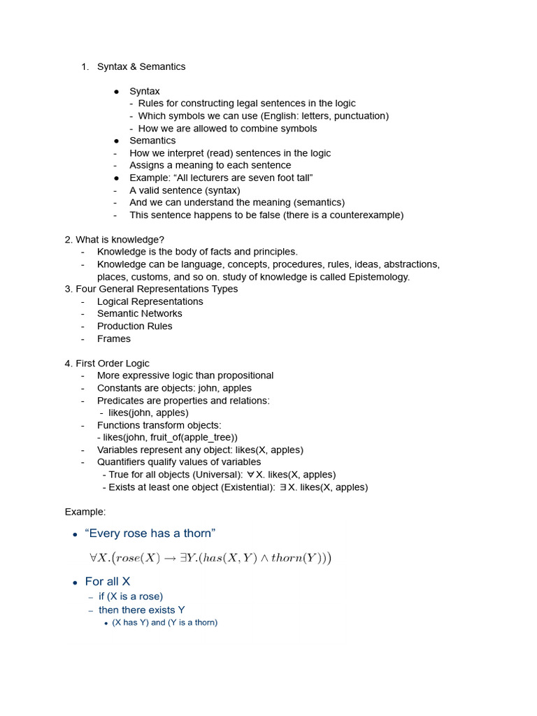 Artificial Intelligence | PDF | Logic | First Order Logic Artificial Intelligence | PDF | Logic | First Order Logic