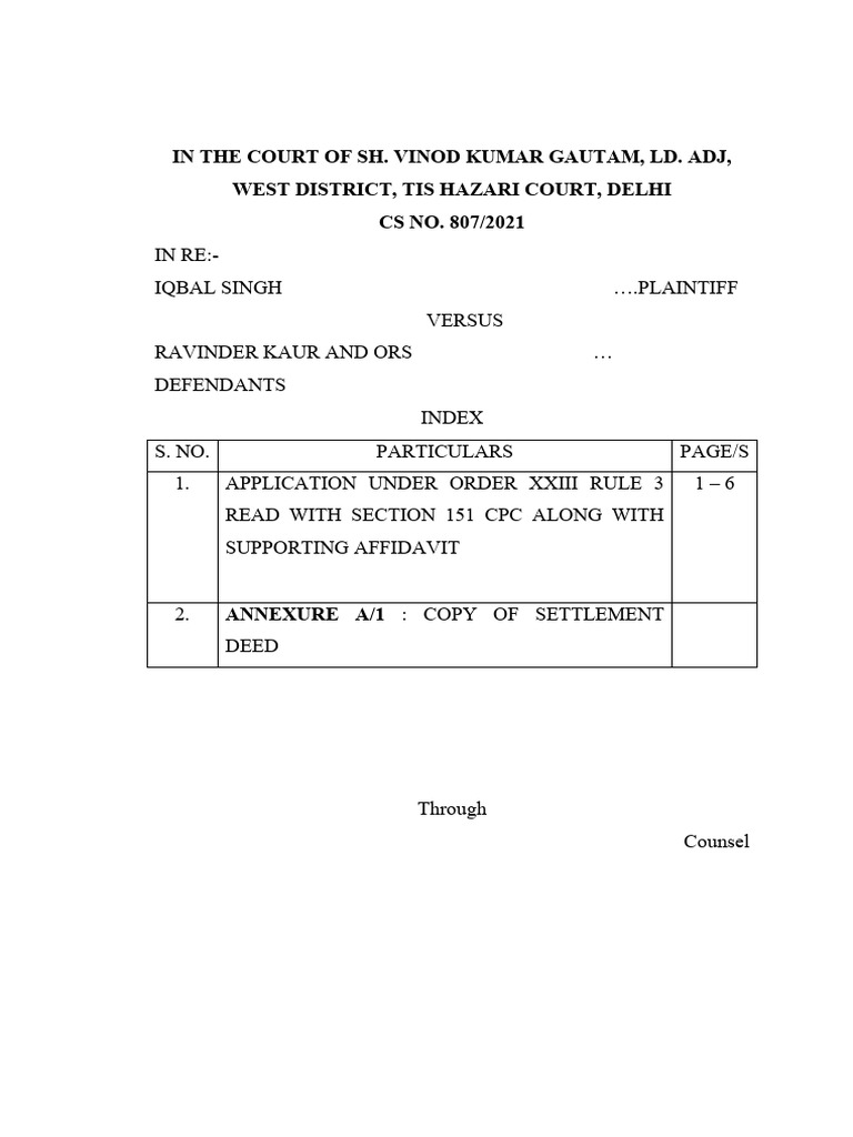 Compromise Decree Order 23 Rule 3 | PDF | Affidavit | Legal Procedure