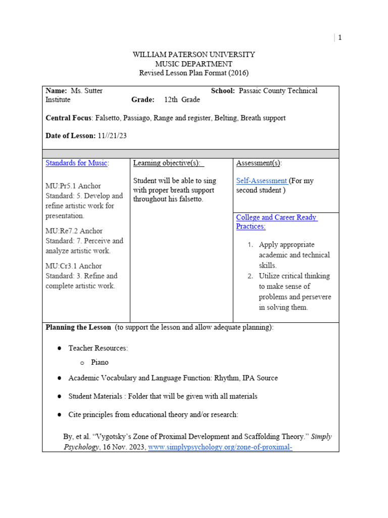 Pcti Lesson Plan 2 - Ms | PDF | Psychology | Behavioural Sciences