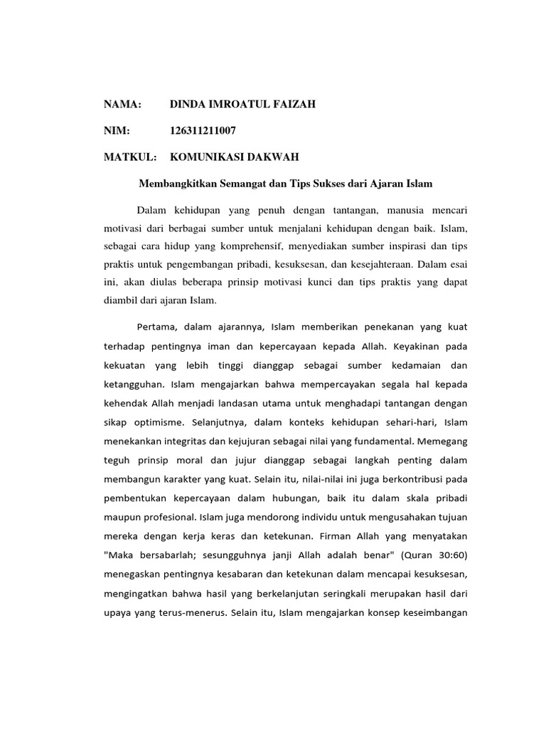 Essai Dinda Imroatul Faizah | PDF | Karier & Perkembangan | Sains & Matematika