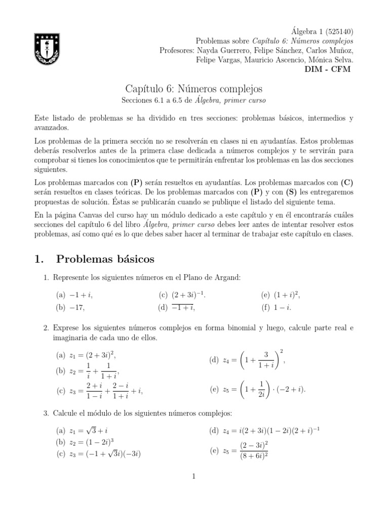 Complejos S2 2023 | PDF | Número complejo | Álgebra