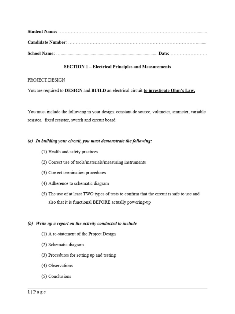 Section 1 - Electrical Principles and Measurements | PDF | Electrical Network | Physical Sciences