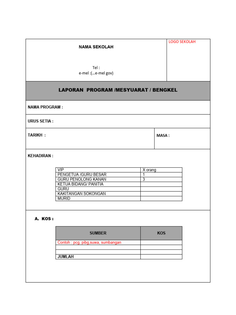 Format Laporan Sekolah | PDF