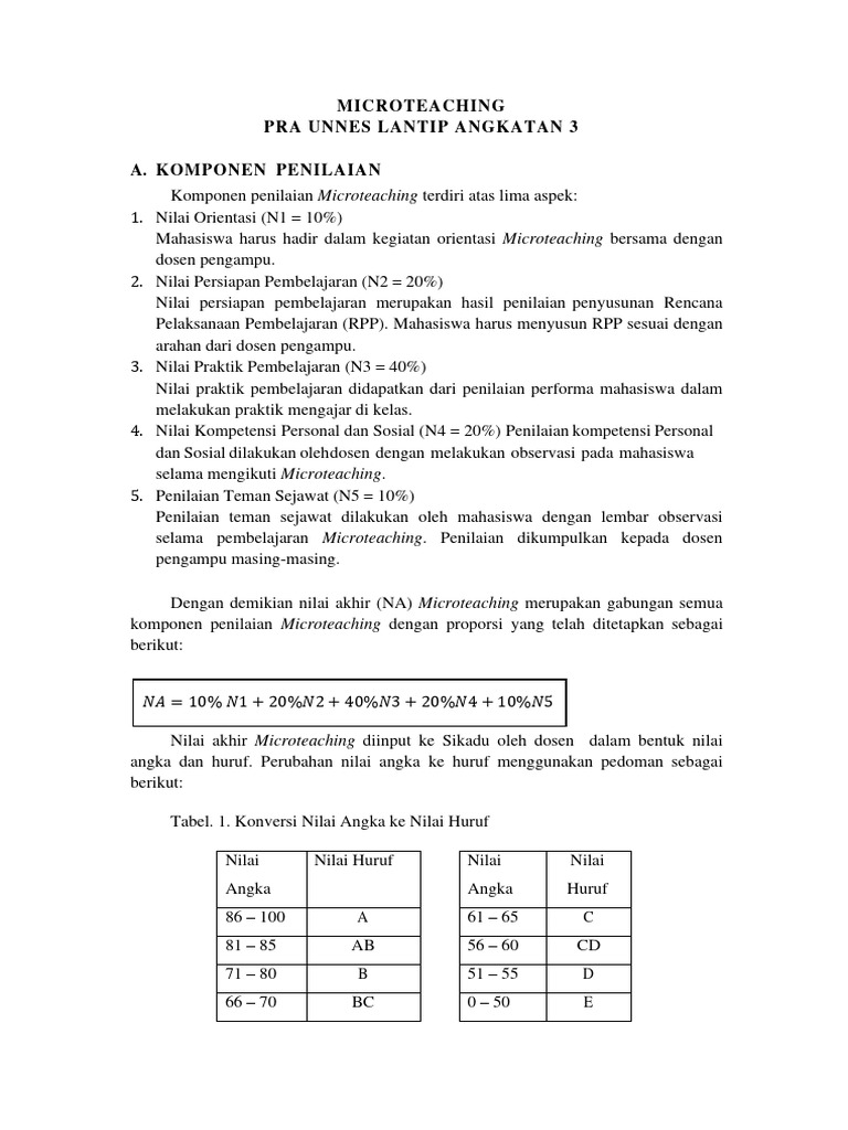 Penilaian Microteaching Lantip 3 1 | PDF