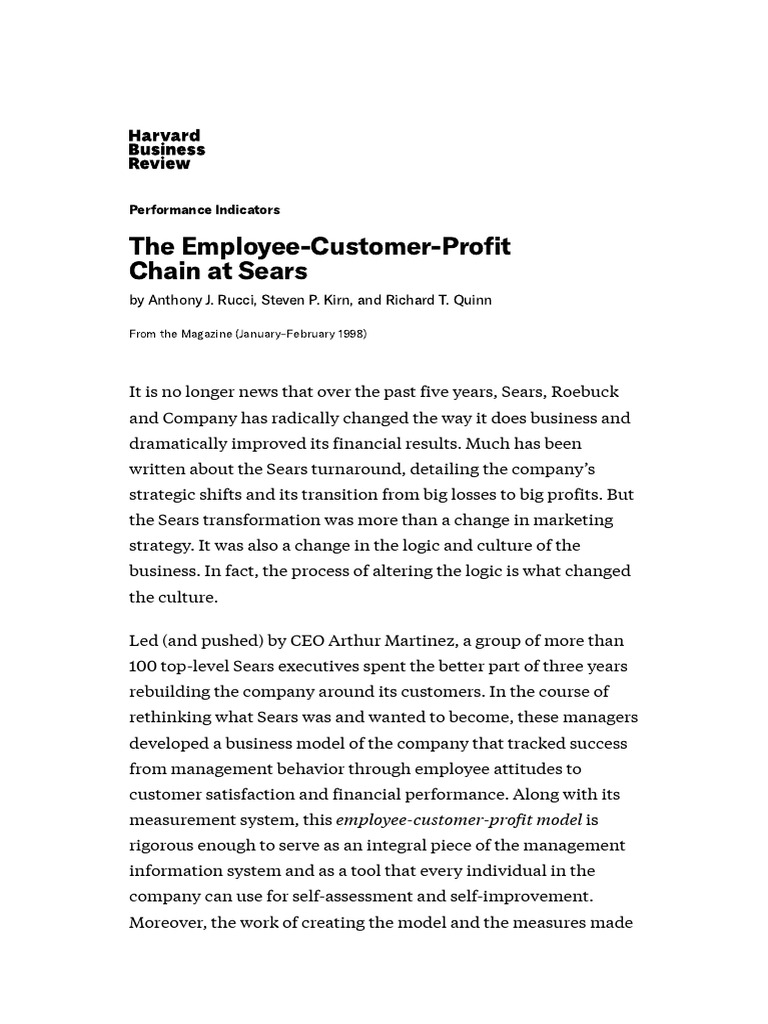 The Employee-Customer-Profit Chain at Sears | PDF | Customer ...