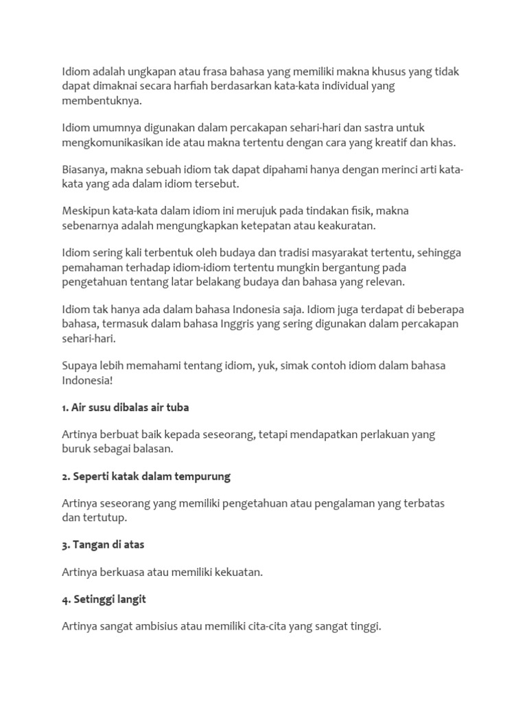 Idiom Bahasa Indonesia | PDF