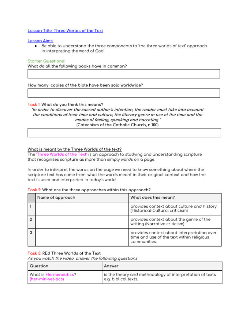 Lesson 1c Three Worlds of The Text 4 | PDF | Bible | Hermeneutics