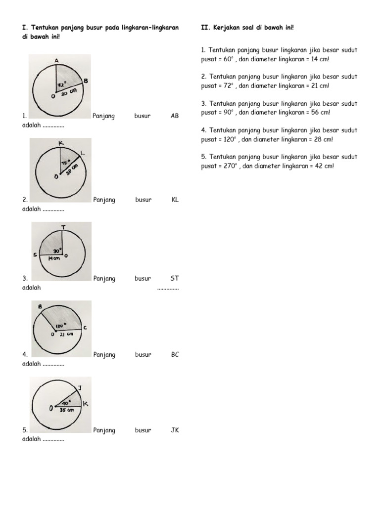 Matematika Kelas 6 Panjang Busur Lingkaran | PDF