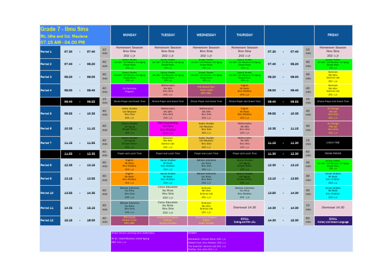 2324 Time Table SPC MS - IBNU SINA | PDF