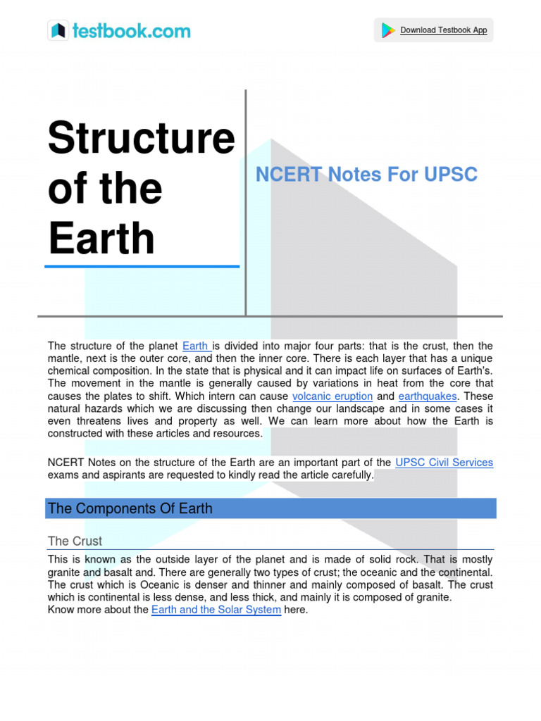 Structure of The Earth Aa1d70cb | PDF | Earth | Crust (Geology)