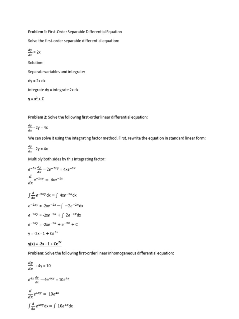 DE Linear Problems | PDF