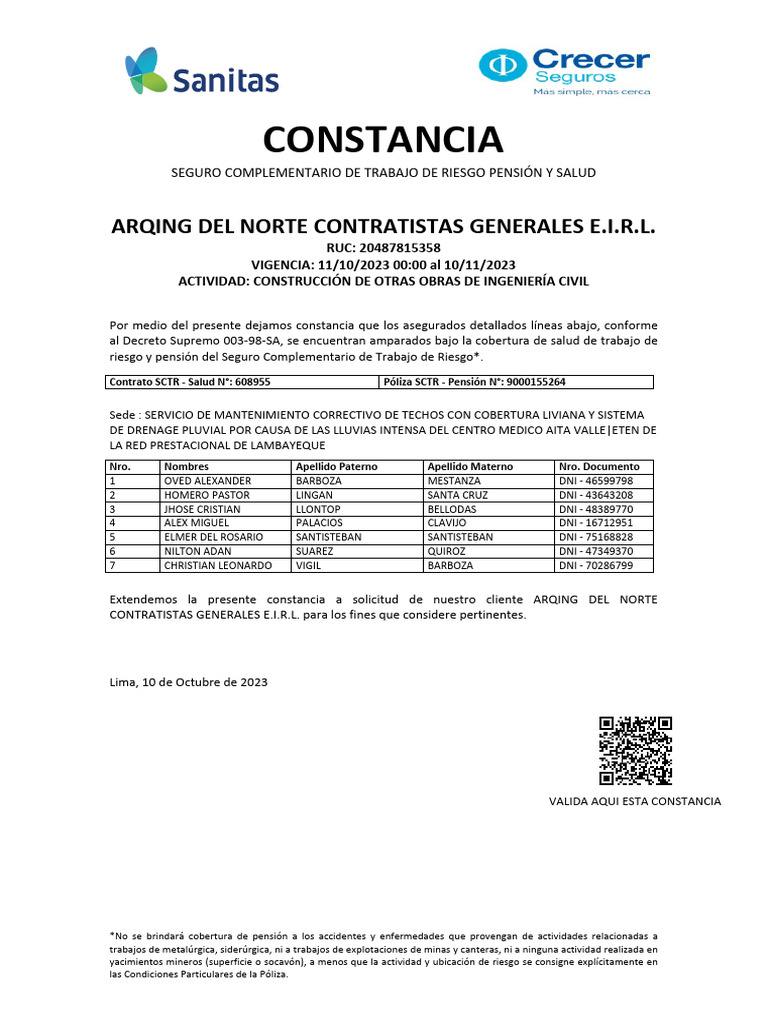 Constancia - 2023-10-10T174949.568 | PDF | Póliza de seguros | Seguro