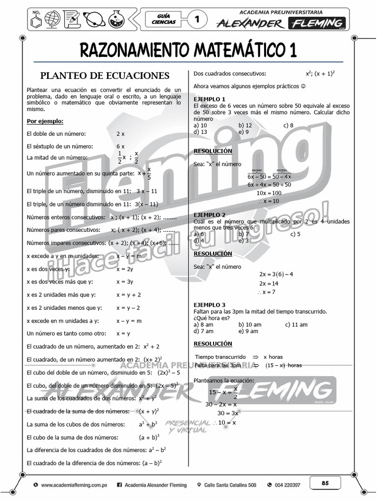 5 - Razonamiento Matemático | PDF | Ecuaciones | Matemática Elemental