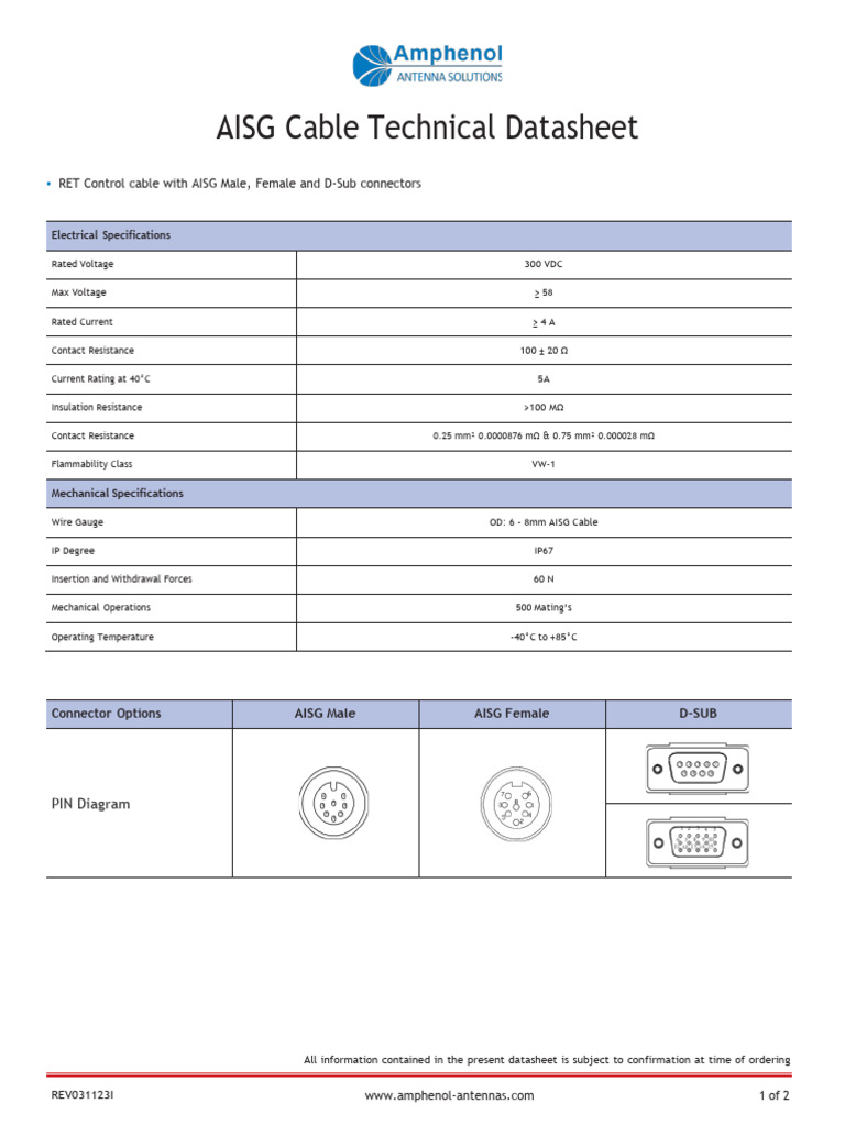 AISG Cable | PDF | Electrical Connector | Building Engineering