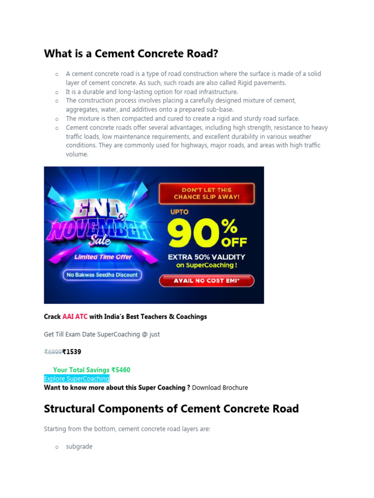 What Is A Cement Concrete Road | PDF | Concrete | Road