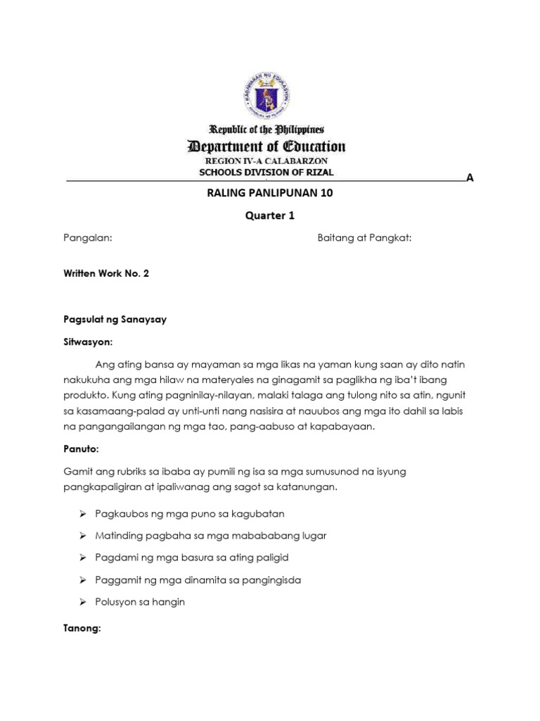 Grade10 Q1 WW2 AP | PDF