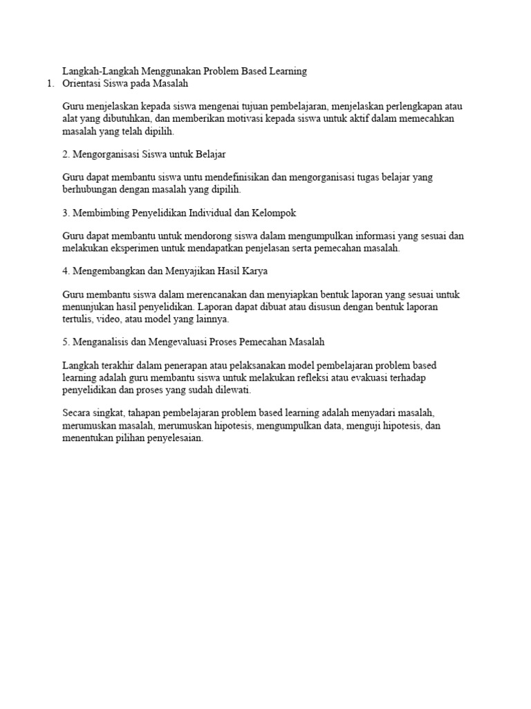 Sintak Problem Based Learning | PDF