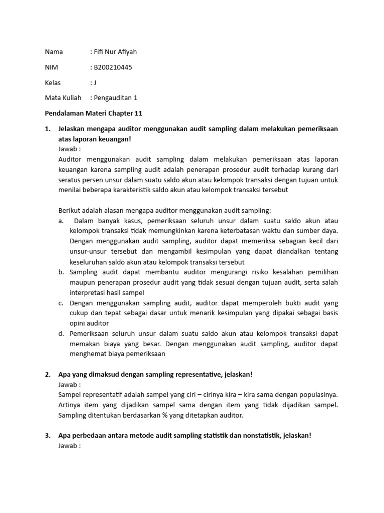 Audit Sampling: Metode dan Jenis | PDF | Bisnis