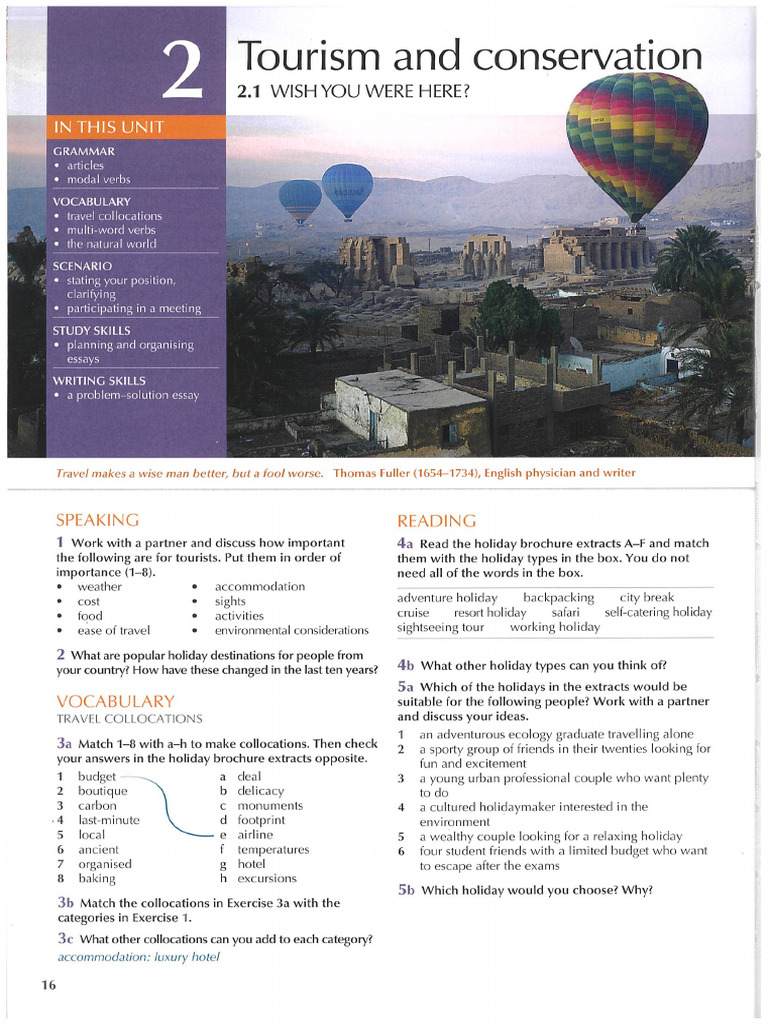 Language Leader - Tourism and Conservation Unit 2 | PDF