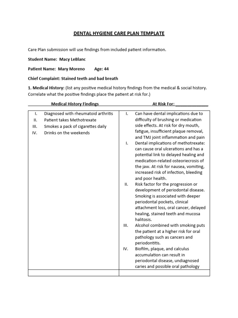 Care Plan 1 | PDF | Periodontology | Oral Hygiene