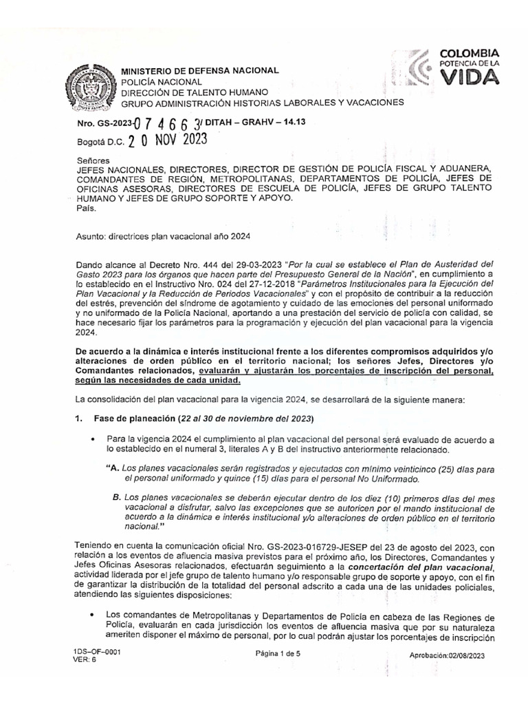 Comunicado Oficial Electrónico No GS-2023-074663-DITAH de Fecha 20-11 ...