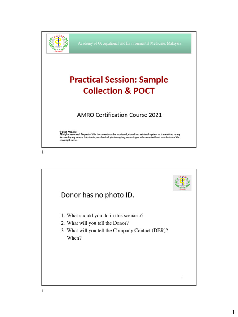 08 AMRO Practical Session 2 - Sample Collection - POCT (AHS) 2021 Revd ...