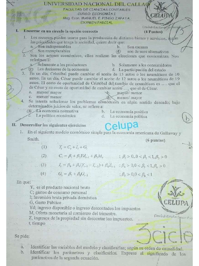 1er Parcial de Economia I - Pingo | PDF
