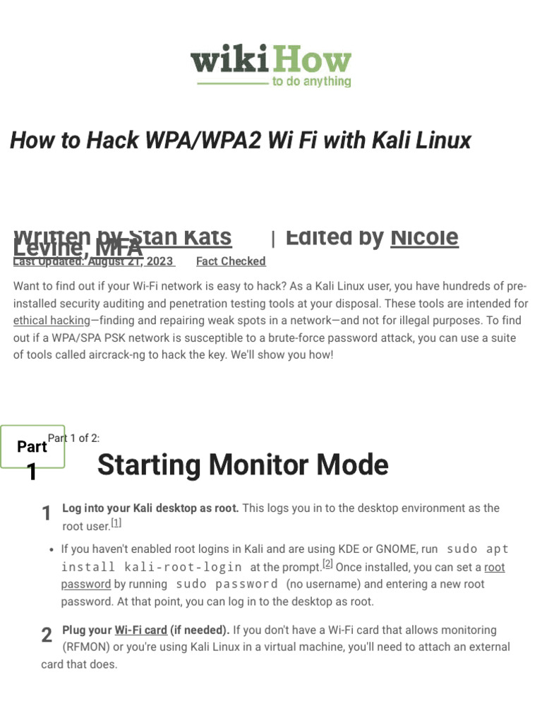 How To Hack WPA - WPA2 Wi Fi With Kali Linux (With Pictures) | PDF | Security | Cyberwarfare