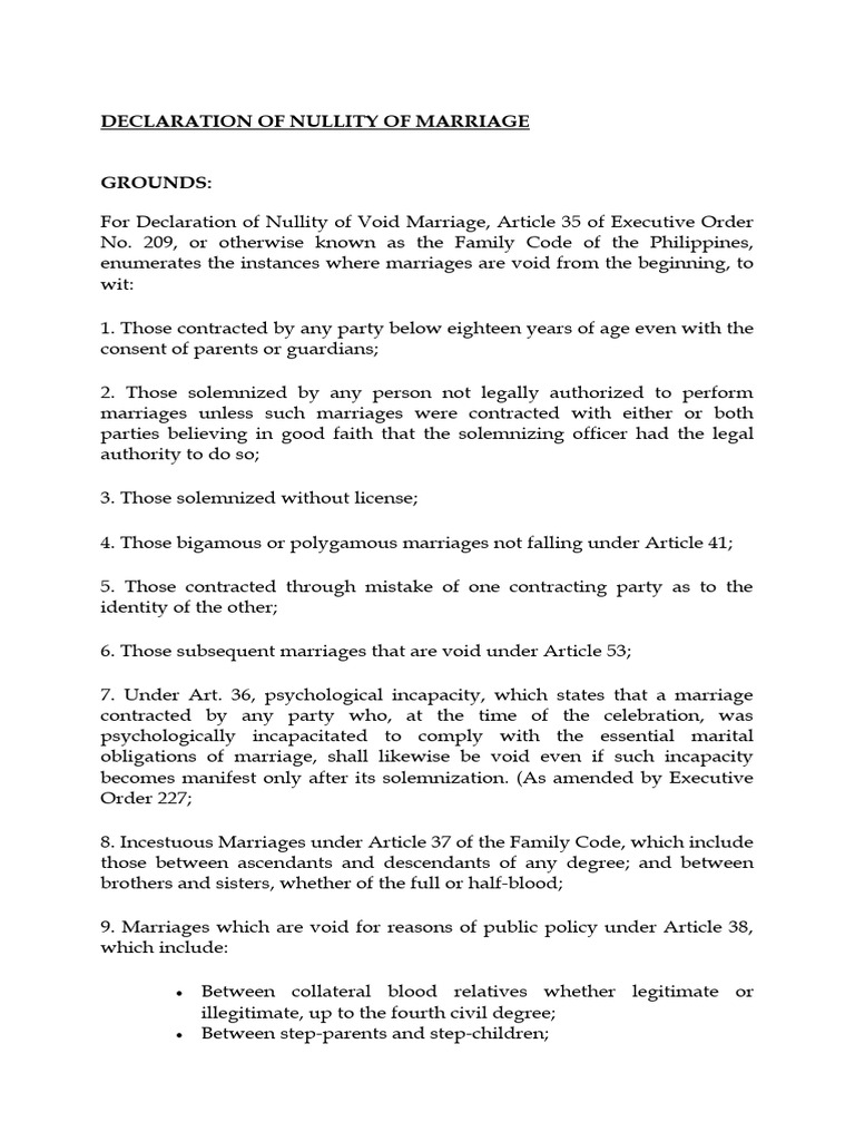 Declaration of Nullity of Marriage | PDF | Annulment | Marriage