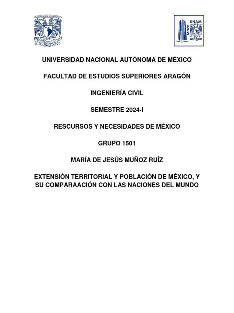 Extensión Territorial y Población de México, y Su Comparación Con Las ...