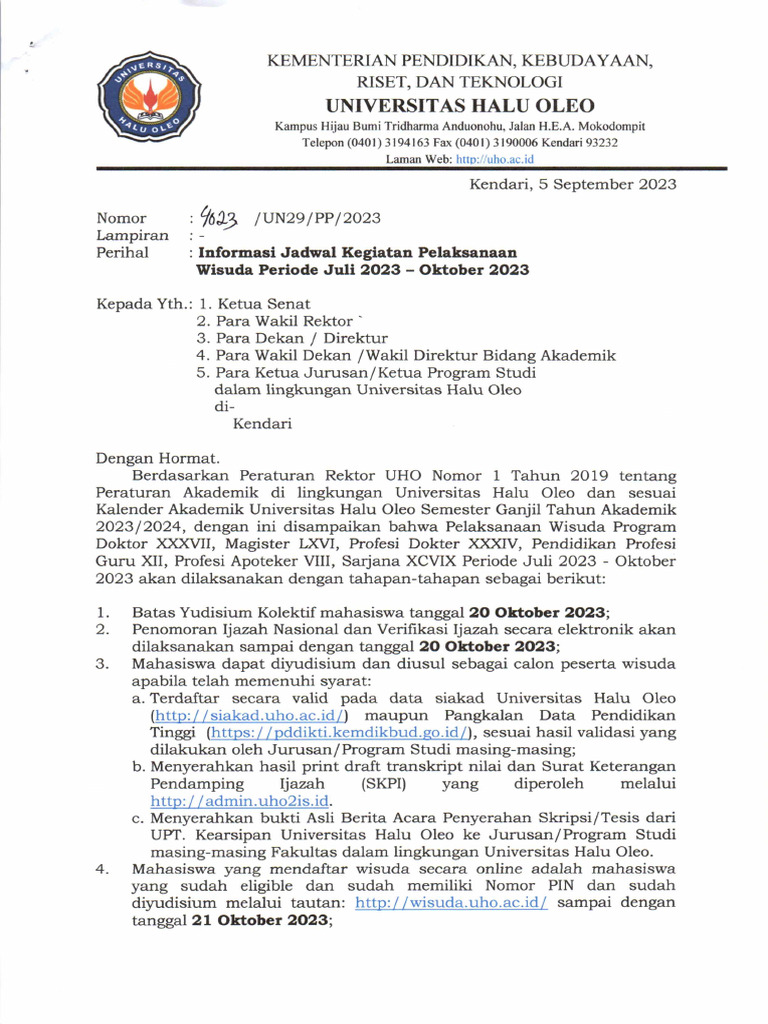 Info Wisuda Periode Juli Oktober 2023 | PDF