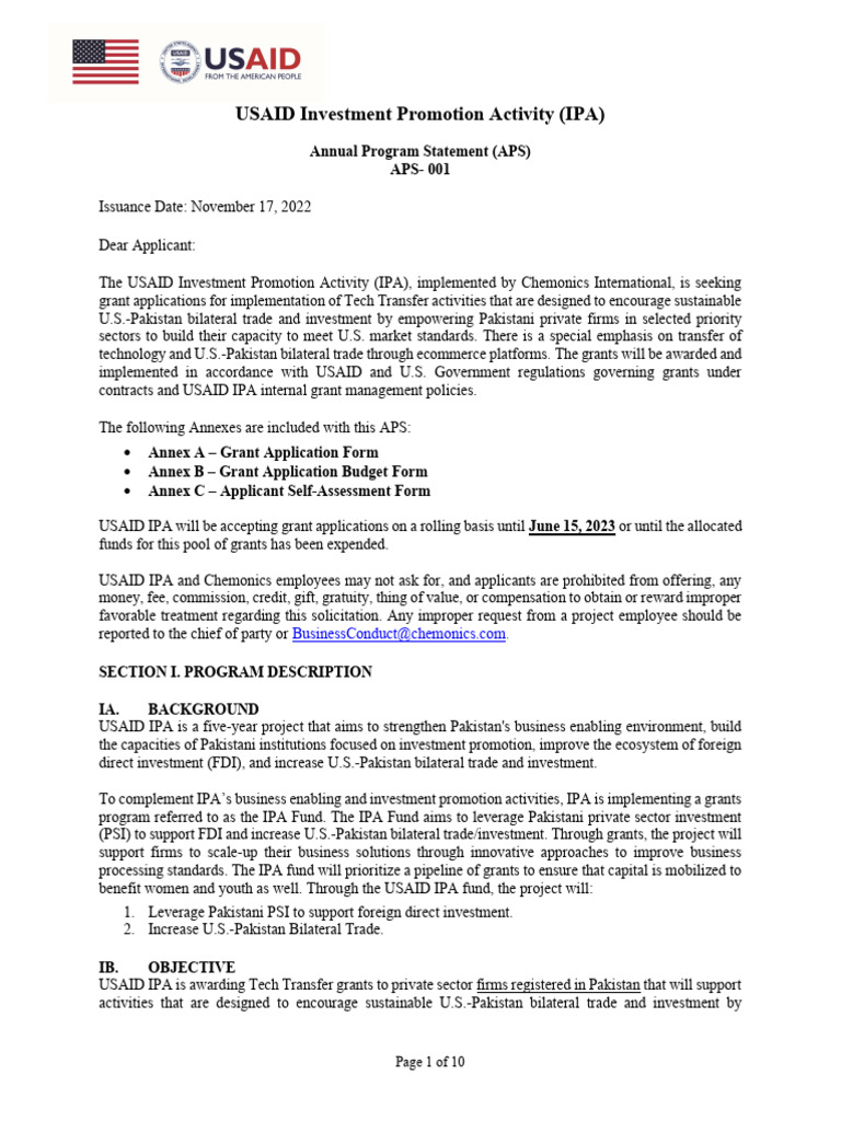 Annual Program Statement - APS 001 - Final | Download Free PDF | United ...