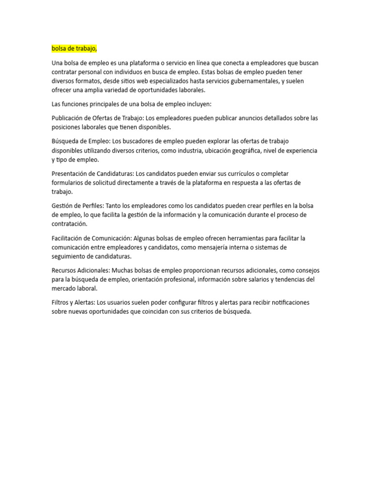 Bolsa de Trabajo | PDF | La búsqueda de empleo | Servicio de redes sociales