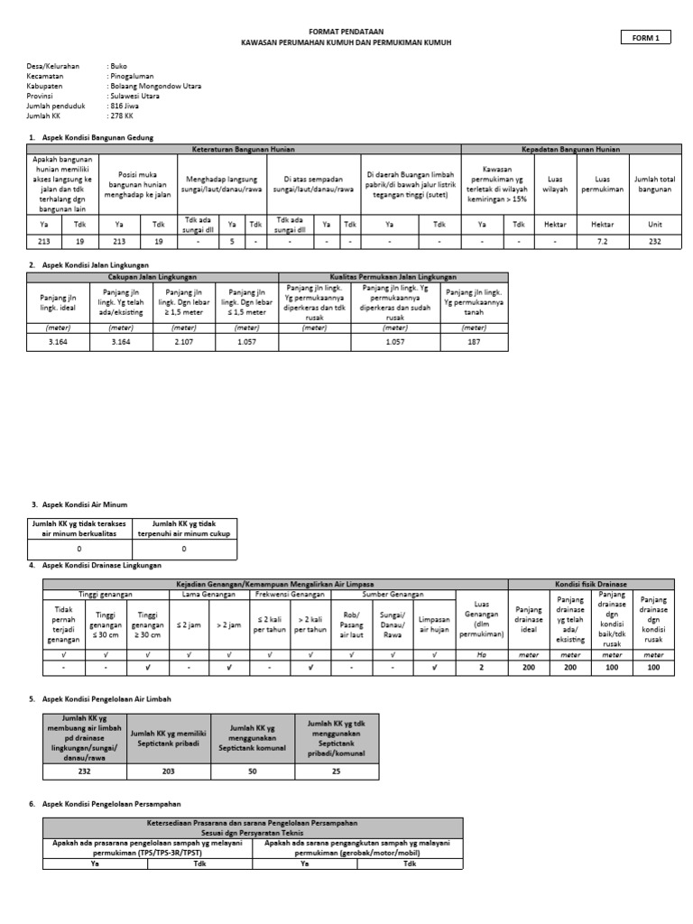 Format Pendataan RTLH | PDF