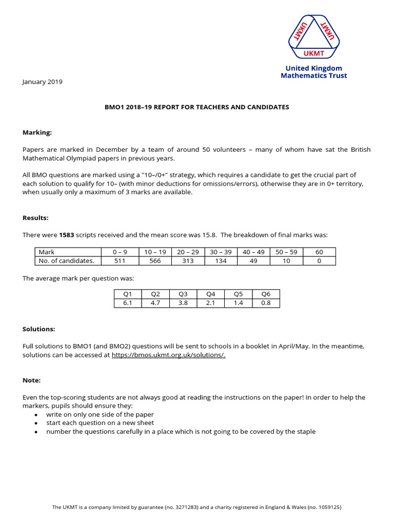 Bmo1 2019 Report | PDF