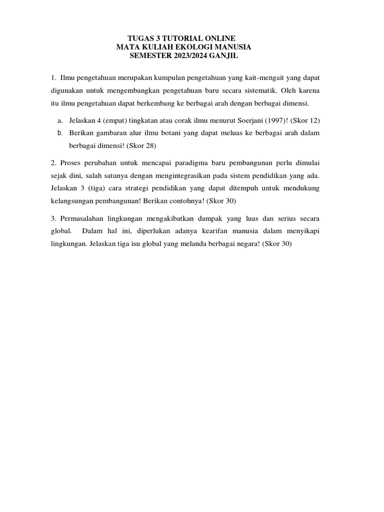 Tugas 3 - BIOL4417 - 2023 EKOLOGI MANUSIA | PDF