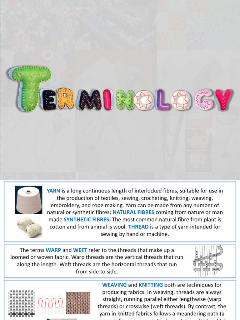 Terminology Revised Pdf Yarn Textiles