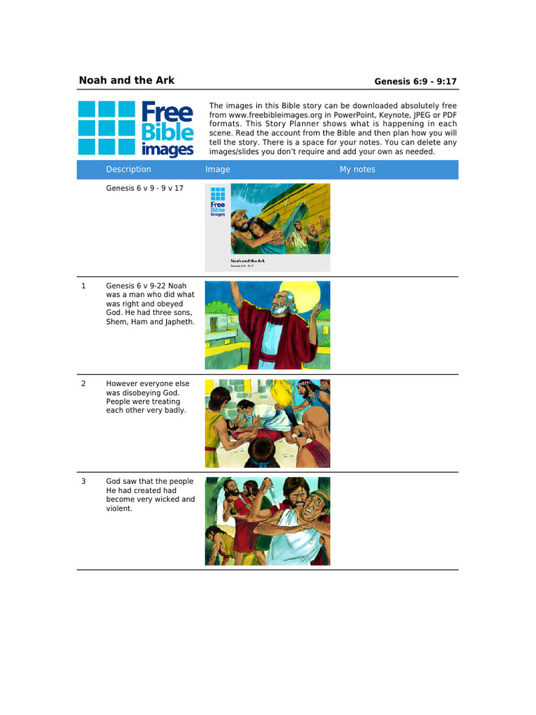 FB Noah Ark StoryPlanner EN | PDF | Noah's Ark | Genesis Flood Narrative