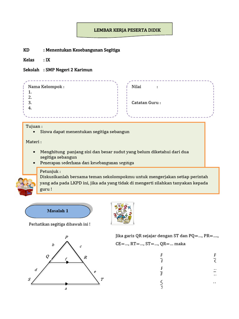 Form 10 - LKPD Kesebangunan Segitiga 2 | PDF | Metode & Bahan Ajar