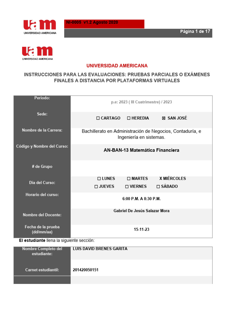 Instrucciones Exámenes Finales ITAM | PDF | Interés | Tasas de interés