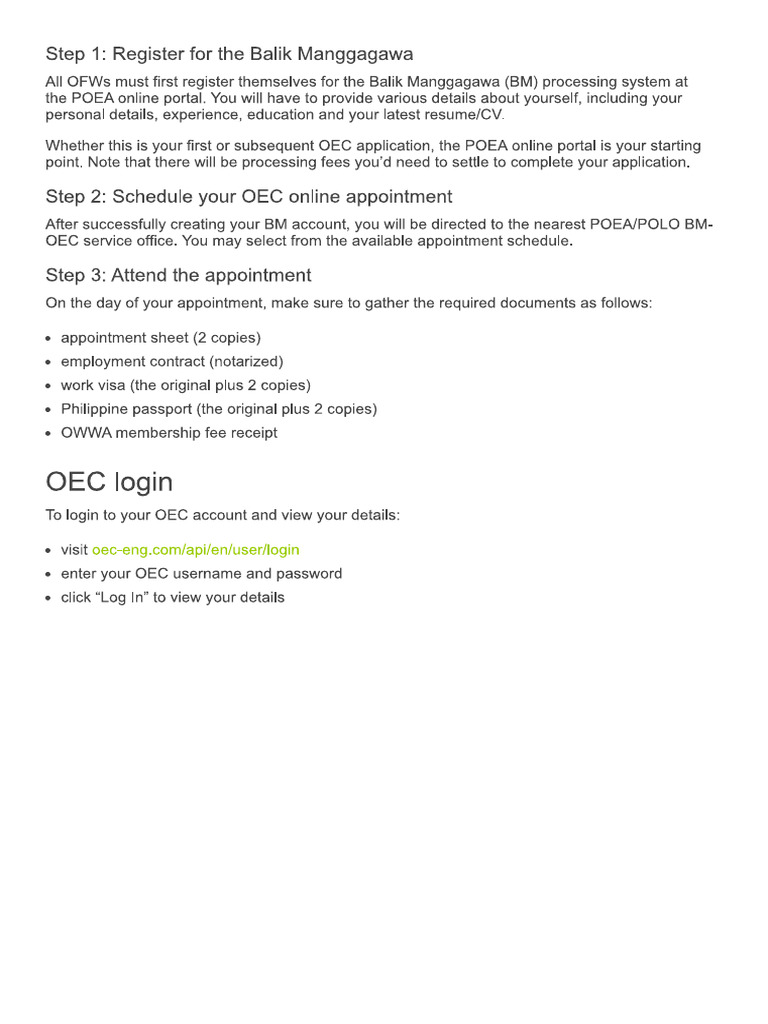 How To Get OEC | PDF