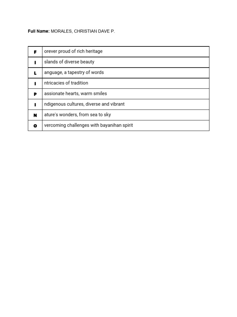 Filipino Acrostic | PDF