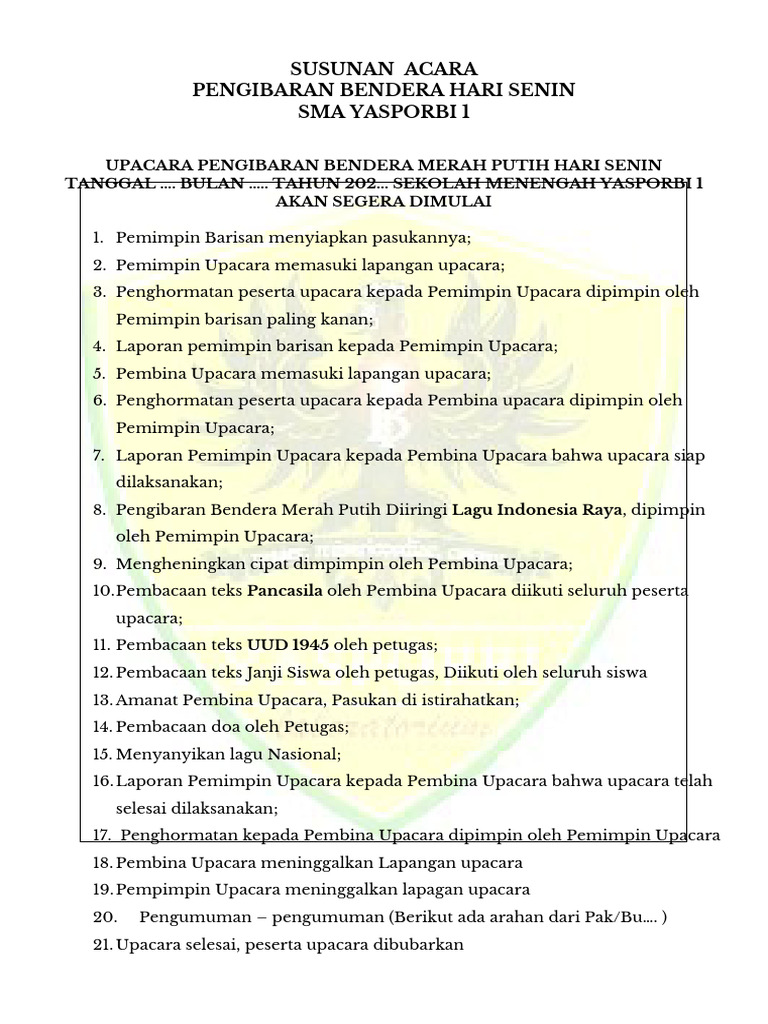 Susunan Acara Pengibaran | PDF | Kajian Bahasa Asing